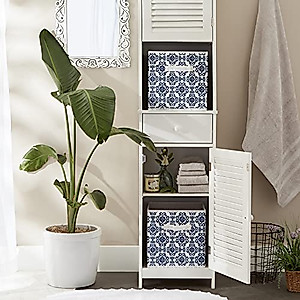 DII Non Woven Polyester, Scroll Storage Bin, Small, Nautical Blue