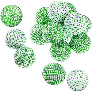 St Patrick's Day Shamrocks Fabric Wrapped Balls Bowl Filler Green Buffalo Check Fabric Wrapped Balls for Table Shelf Festival Decorations (18 Pieces)