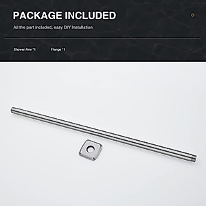 Shower Arm with Flange 22.3 Inch Stainless Steel Ceiling Mounted Shower Arm Rainfall Shower Head Extension Pipe, NPT 1/2 to IPS 1/2,Brushed Nickel