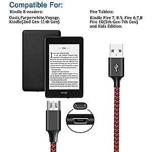 Android Charger Cord,Micro USB Cable Braided Fast Charging Cord Compatible with Kindle Fire HD 7 8 10 Tablet Moto E4 E5 G4 G5 G6 Play Samsung Galaxy J7 S7 J3 S6 Edge Note 5 4 LG G3 G4 V10 K20 K30 6ft