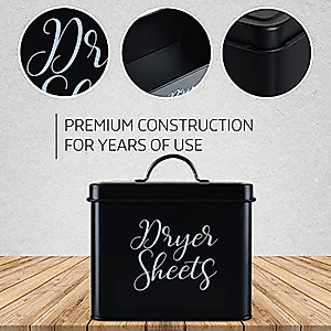 Boathouse Design Rustic Farmhouse Dryer Sheet Holder for Laundry Room Decor – Decorations & Organization – Laundry Dispenser – Cute Home Laundry Room Décor – Metal Dryer Sheet Bin - Black (Black)