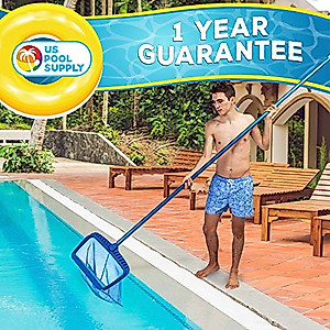 U.S. Pool Supply Professional Heavy Duty 20" Swimming Pool Leaf Rake with Deep 16" Net Bag - Fine Mesh Netting, Easy Scoop Edge - Fast Cleaning, Debris Pickup Removal, Fits Standard Swimming Pool Pole