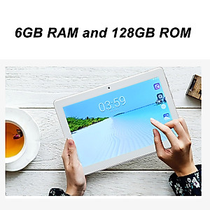 DAUERHAFT Office Tablet, US Plug 100‑240V Tablet PC 6GB RAM 128GB ROM 4G LTE 5G WiFi 3 Card Slots for School (Silver)