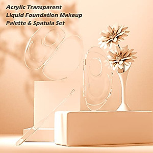 Penugo 180 Degree Folding Acrylic Makeup Mixing Palette, Plastic Foundation Makeup Facial Palette with Felt Bag, Transparent Spatula Tool for Eyeshadow Liquid Foundation Cosmetic Pigment Mixing