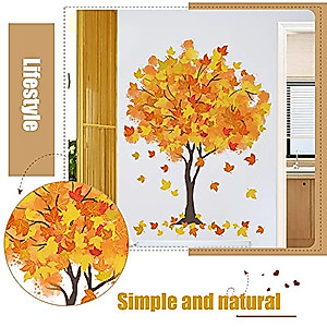 Tree Wall Stickers,Leaf Wall Stickers Fall Maple Leaf Stickers Felt Fall Tree Decals Autumn Maple Leaf Decors Window Sticker Wall Decals for Kids Bedroom Living Room Nursery Rooms