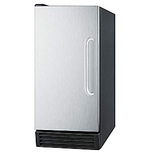 Summit Appliance BIM44GADA ADA Compliant NSF-Listed Auto Defrost 50 lbs Clear Icemaker with Internal Pump for Built-in or Freestanding Use Undercounters, Stainless Steel Door, Black Cabinet