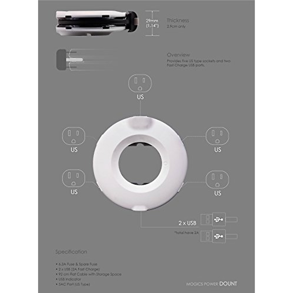 MOGICS Donut Power Strip-White | Working from Home Essential
