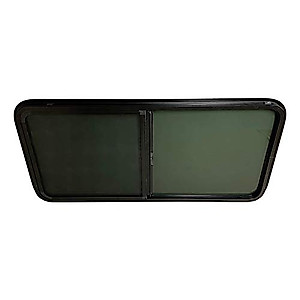 49.5" Width x 23.5" Height RV Window, Tiny House Vertical Slider W/Screen & Interior Camper Window Clamp Ring for 1-1/2" Wall Thickness Included, Teardrop Replacement Trailer Window