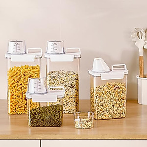 Food Storage Container, Kitchen Storage Box, Plastic Sealed Kitchen Storage Container, Transparent Food Storage Box, Kitchen Grain Container, with Measuring Cup (0.6Gal,1 Pcs)