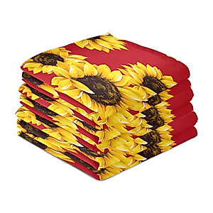 xigua Red Sunflower Kitchen Towels Dish Clothes Soft and Rapid Drying and Absorbent 1PCS Dishcloths Reusable Towels for Kitchen Bathroom Hotel Household Hand Towels 29"X18" inch