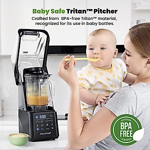 BlendTide Commercial Blenders 64oz for Kitchen: Quiet Professional Vacuum Blender for Smoothies & Shakes - 1500W High Power Blender with Sound Shield - Countertop Blenders Heavy-Duty, Black