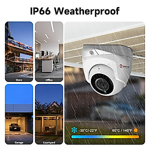 Anpviz 5MP POE Camera with Human & Motion Detection, IP Camera for Indoor Outdoor, Turret Camera Built-in Audio/Mic, 100ft IR Night Vision Security Camera, IP66 Waterproof, NDAA Compliant (U Series)