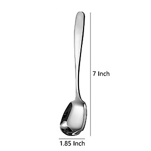 Ouliget Square Head Spoons, Korean style Square Sugar Spoon,Thick Heavy Stainless Steel Soup Spoons Table Spoons Dinner Spoons Flat Square Spoon,7 Inch,Set of 4.