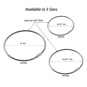 Lucky Line Pull-Apart 4-3/4" Tension Closure Steel Key Ring, 5 Pack (74405)
