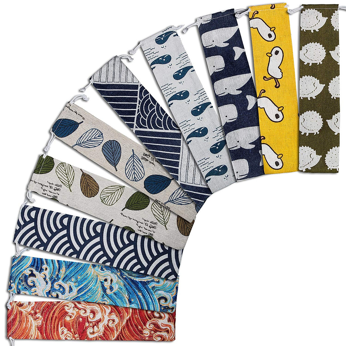 Outus 20 Pieces Straw Carrying Case Reusable Straws Cutlery Pouch Portable Straw Travel Canvas Bag for Straws, Knife, Fork, Spoon, Chopsticks