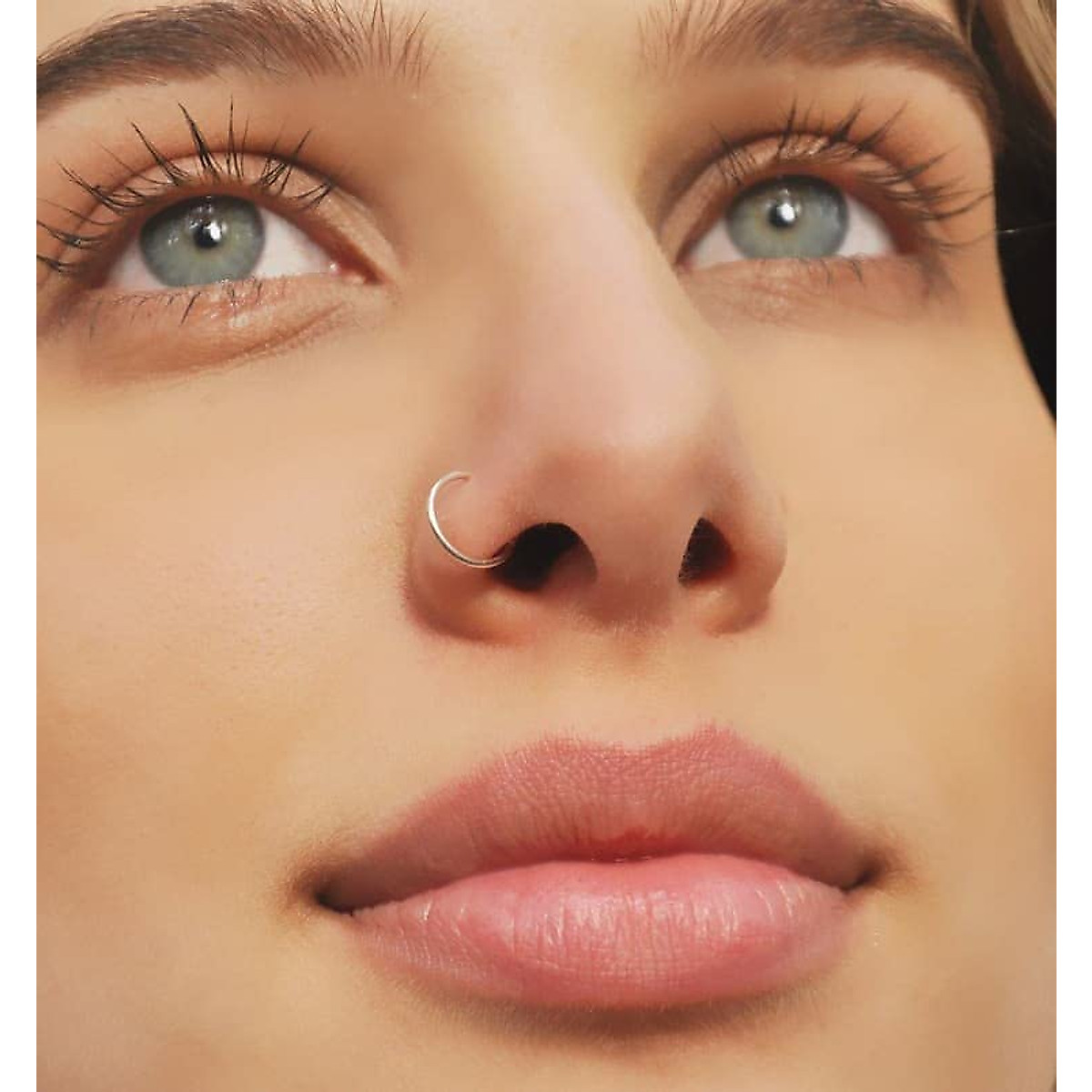 QWALIT Nose Rings Nose Rings Hoops Double Hoop Nose Rings for Women Nose Piercings Jewelry Double Nose Ring for Single Piercing Nose Studs Nose Rings Studs Silver