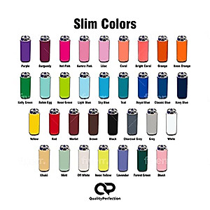 QualityPerfection Slim Can Cooler Sleeves (12 Pack) Black Flag with Thin Red Line Beer/Energy Drink Blank Skinny 12 oz 4mm Neoprene Holder (Firefighter)