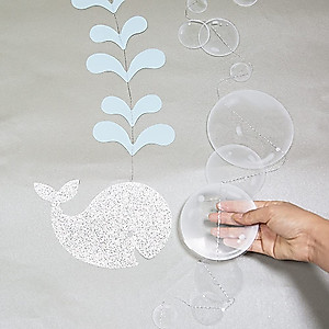 Decor365 Blue Whale Bubble Garland Under The Sea Beach Ocean Theme Party Decorations Baby Boy Birthday Bday Hanging Streamer Decor Kids Party Backdrop Bday It's a Boy Baby Shower Party Supplies