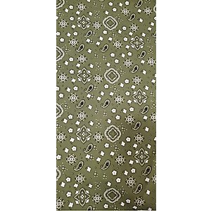 Bandana Print Poly Cotton 58 Inch Wide Fabric by The Yard (Olive Green)