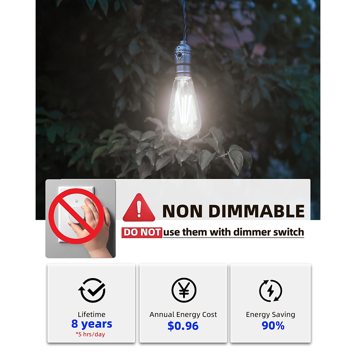 Lumiverse Edison Light Bulbs 60 Watt, 4000K Cool White, Non-Dimmable, Vintage Light Bulbs, E26 Medium Base ST19 Antique LED Filament Bulbs, Clear Glass, Pack of 6