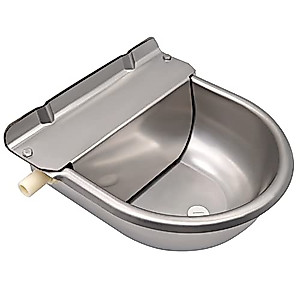 KHEARPSL Automatic Dog Water Bowl Livestock Waterer with Float Valve and Drain Hole, Stainless Steel Water Trough Auto Waterer for Dogs Livestock (Auto Waterer)