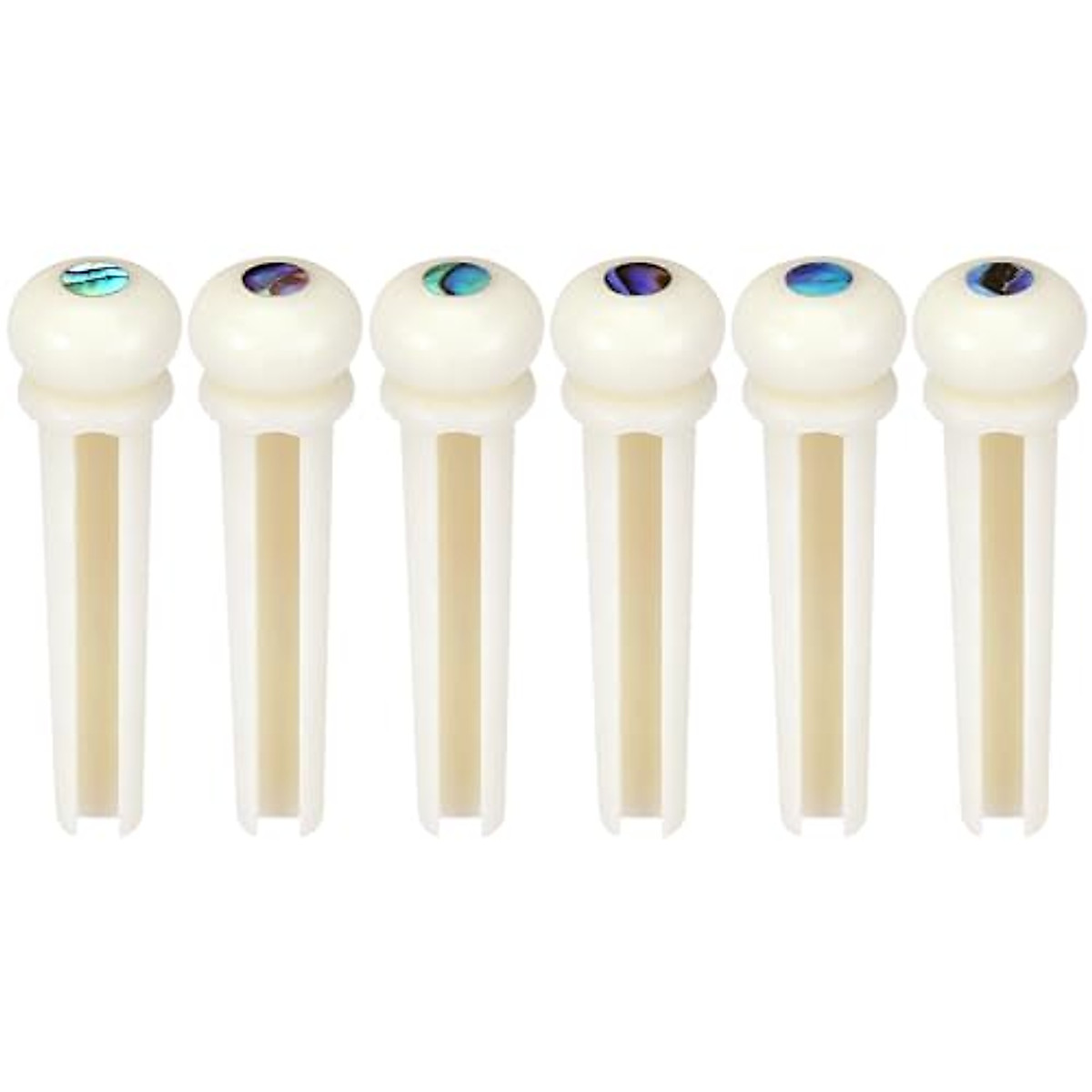 Blisstime 6pcs Guitar Bone Bridge Pins Replacement Parts with Abalone Dot