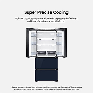 SAMSUNG 17.3 Cu Ft Smart Kimchi & Specialty 4-Door French Door Refrigerator w/ Freezer, Precise Cooling, Large Capacity, RQ48T94B277/AA, White Navy Glass
