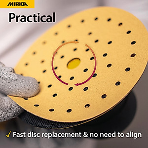 Mirka Gold Multifit 5'' Sandpaper Grit 80 Hook and Loop, 50 Pack 5 inch Sanding Discs for Orbital Sander, Sand Paper Pads for Wood, Drywall, Metal
