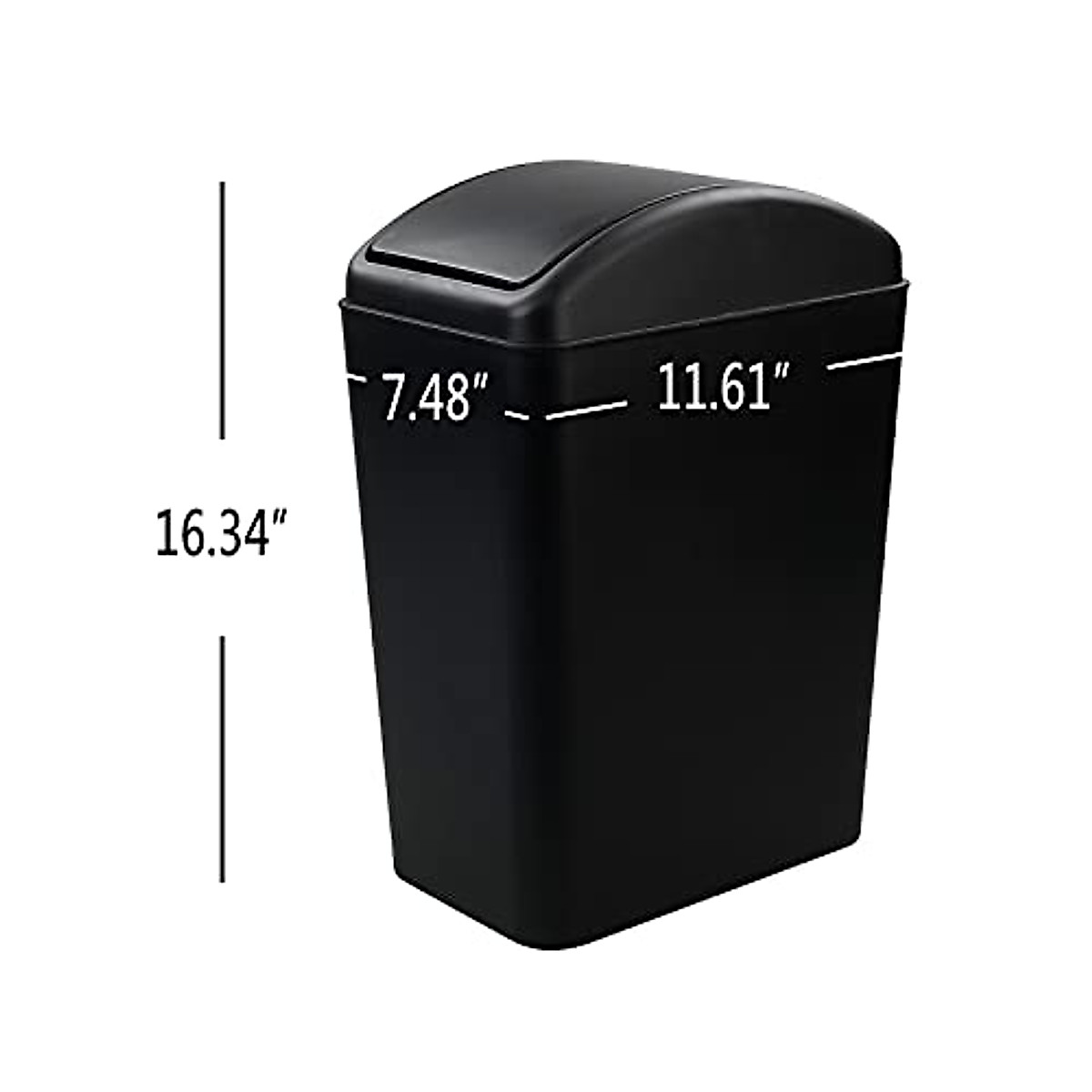 Xowine 4.2 Gallon Small Plastic Trash Can with Swing Lid, Garbage Can for Kitchen, Black
