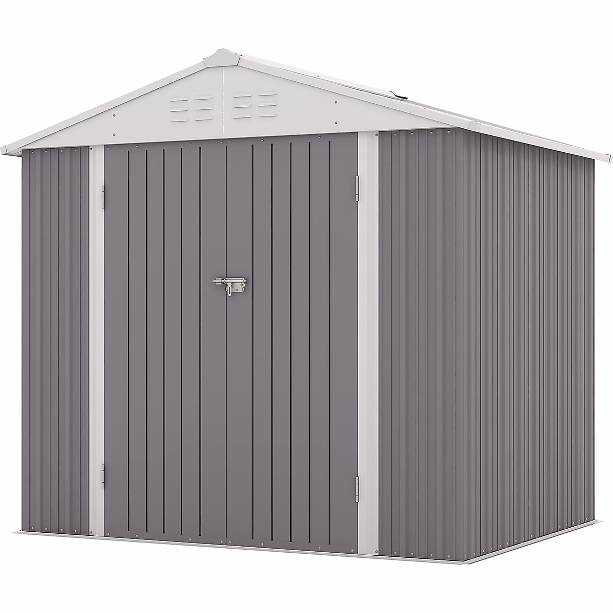 Patiowell 8x6 FT Outdoor Storage Shed, Metal Tool shed & Outdoor Storage with Lockable Doors & Air Vents, for Backyard Garden Patio, Gray