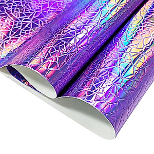 HYANG Mirror Embossed Metal Water Cube Lavender PU Faux Leather Sheets 1 Roll 12"X53"(30cmX135cm), Faux Leather Very Suitable for Leather Earrings, Bows, Handbag ，Sewing ，Crafts Making