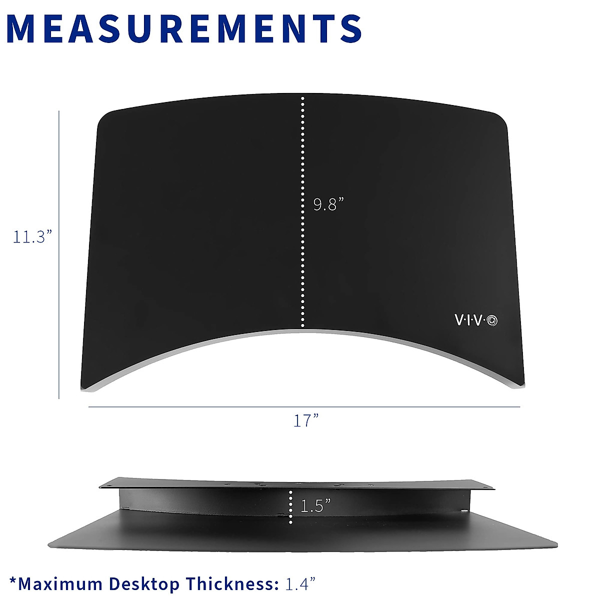 VIVO 17 inch Curved Corner Desk Connector, Corner Desk Sleeve, Platform for Mounting Under-Desk Keyboard Trays on L-Shaped Workstations, Black, DESK-AC07U