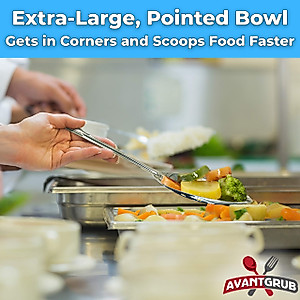 Super Strong, Ergonomic 11 in Serving Spoon 3 Pk. Big, Slotted Stainless Steel Spoons for Cooking, Baking and Basting. Best Kitchen Flatware for Buffet and Banquet Service in Restaurants and Homes