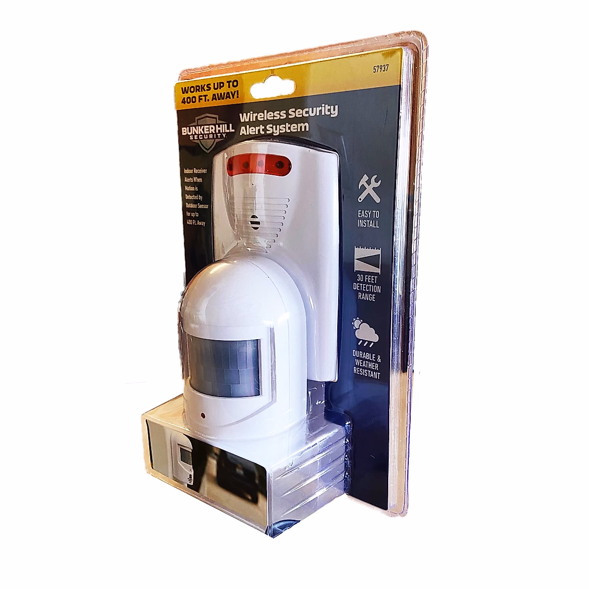 Bunkerhhill Wireless Motion Sensor Driveway Alert System 30 ft 40 Degrees