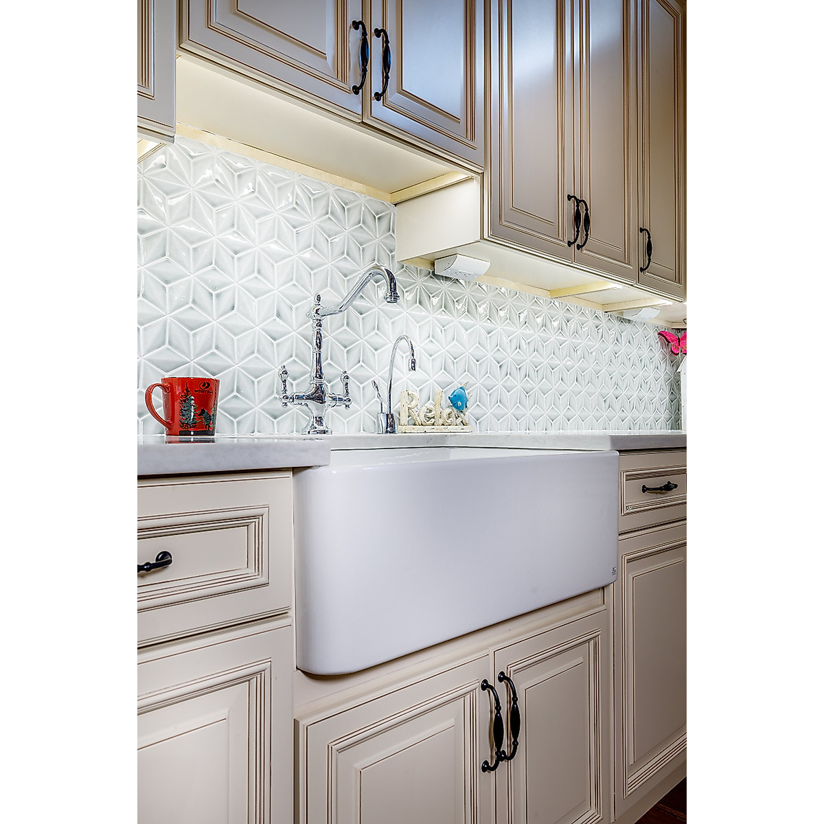 Fine fixtures Sutton Fireclay sink, 30" Apron Front Farmhouse Kitchen Sink. Solid (Not Hollow)
