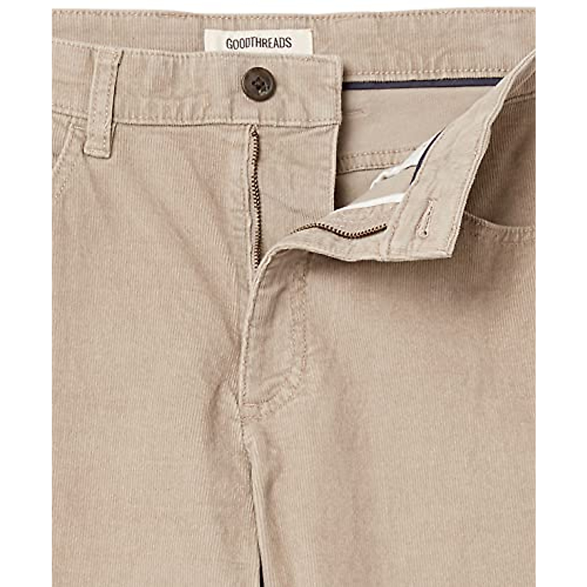 Goodthreads Men's Slim-Fit 5-Pocket Comfort Stretch Corduroy Pant, Light Khaki Brown, 34W x 31L