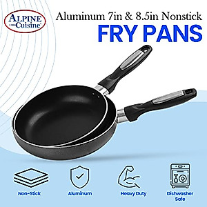 Alpine Cuisine Fry Pan 2-Piece Nonstick Coating Gray, Frying Pans Nonstick for Stove with Stay Cool & Comfortable Handle, Durable Nonstick Cookware, Ideal for Family