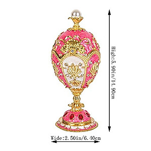 QIFU Hand Painted Enameled Faberge Egg Decorative Hinged Jewelry Trinket Box Unique Gift for Home Decor