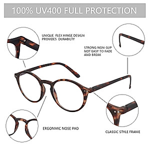 BLUEMOKY Reading Glasses for Women Men, Blue Light Blocking Glasses 2 Pack, Computer Readers, Spring Hinge(2.50x)