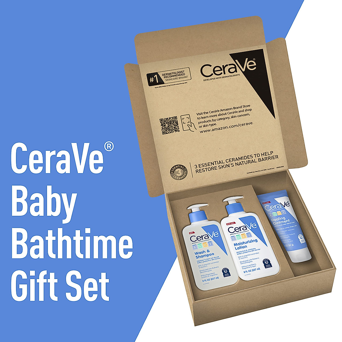 CeraVe Baby Bath Set | 8oz Baby Wash & Shampoo + 8oz Baby Moisturizing Lotion + 3oz Baby Healing Ointment | Fragrance, Parabens, Phthalates, & Tear Free Baby Bath Essentials | Gentle Baby Skin Care