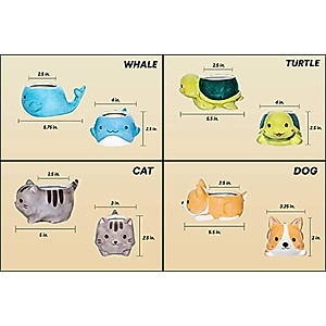 happyEase Succulent Planters - Cute Animal Succulent Pots with Drainage (Set of 4) - Dog Cat Whale Turtle - Small Planter Pot for Indoor Outdoor Decoration, Garden Decor, Indoor Planter, Garden Gifts