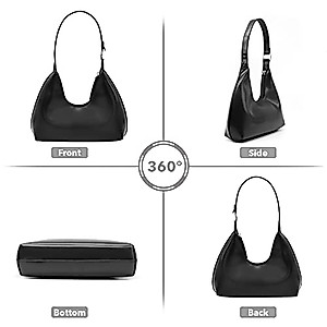 PS PETITE SIMONE Small Black Shoulder Bag Purse for Women Everyday Black Purse Hobo Bag Crescent Bag