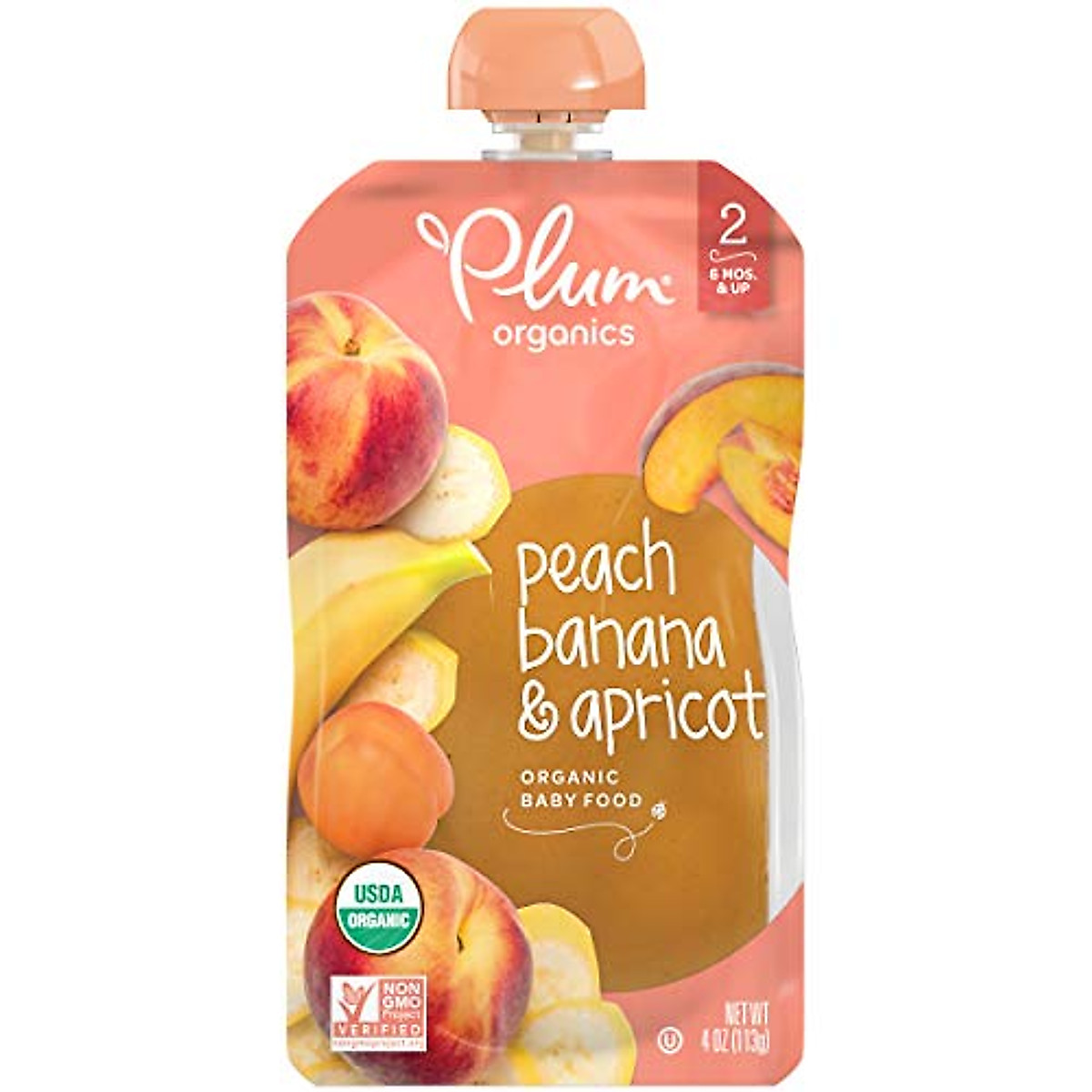Plum Organics Baby Stage 2 Food, Peach, Banana and Apricot, 4 Ounce (Pack of 6)