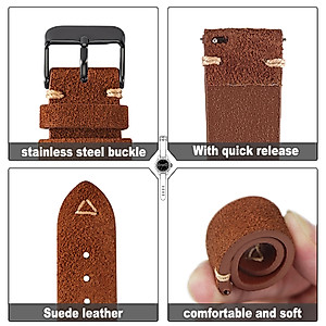 WOUKUP Quick Release Suede Leather Watch Bands Vintage Watchband for Men Watch Strap 18mm 19mm 20mm 21mm 22mm 24mm