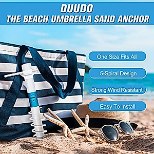 DUUDO Beach Umbrella Sand Anchor, Beach Accessories-Umbrella Base with 5-Spiral Screw Design, Beach Essentials Umbrella Holder Stand Resist Strong Winds One Size Fits All