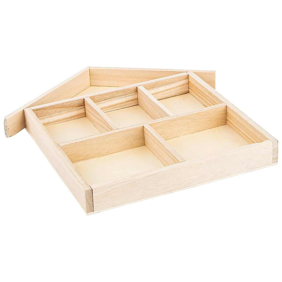 Wooden Tray with 6 Sections – 3 Pack House Tray Chip and Dip Platter – Divided Serving Tray for Appetizers & Snacks – Veggie Platter - Food Trays for Party Buffet Montessori Wooden Trays - 9"x1"