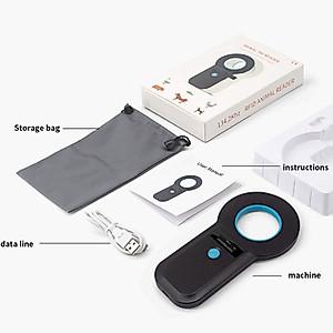 Bluetooth Animal Microchip Tag Reader Scanner, Symcode Wireless RFID EMID Animal Handheld Reader Pet ID Scanner Rechargeable Animal Chip Scanner Pet Tag Scanner FDX-B(ISO 11784/11785) ID64 RFID