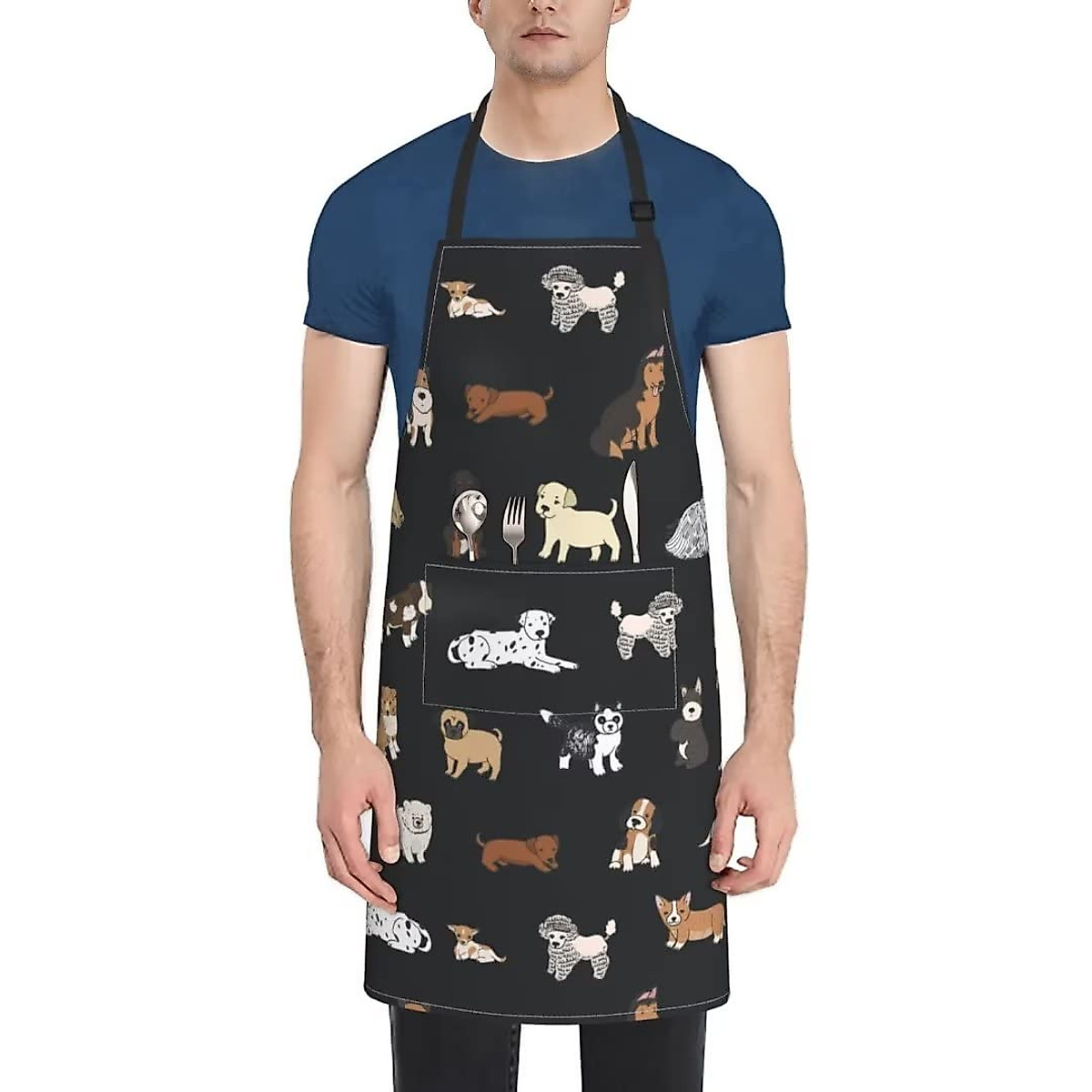 Cute Dog Grooming Apron Waterproof Animals Pet Grooming Apron With 2 Pockets & Adjustable Neck Chef Aprons Bibs For Kitchen Cooking Baking Painting Gardening