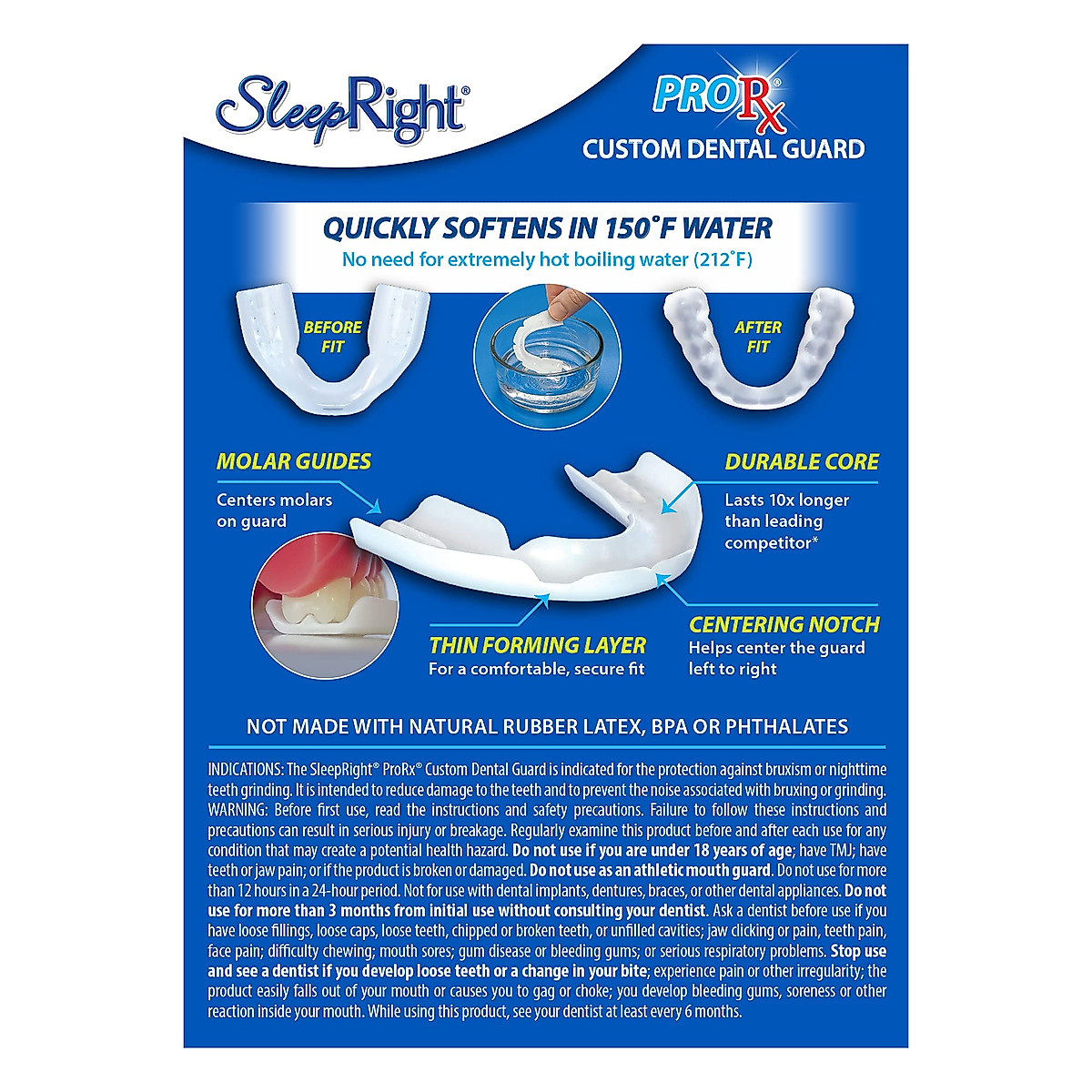 SleepRight ProRx Custom Fit Dental Guard - Helps with Teeth Grinding, Clenching and Bruxism - Provides Maximum Protection