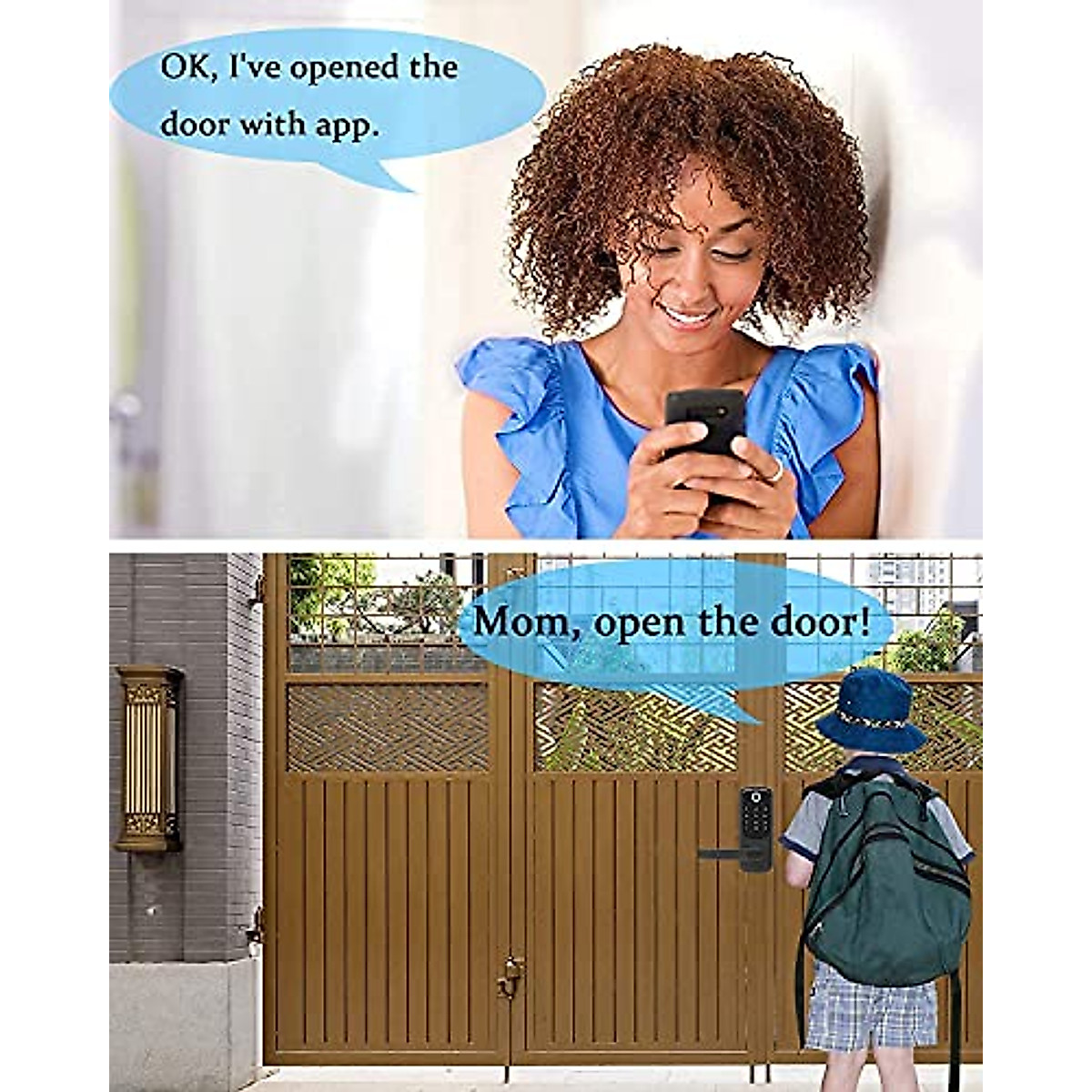 Alexa Door Locks for Front Door, Gimkok 6-in-1 Keyless Front Door Lock Alexa with Reversible Handle for Home, Office, Voice Control, Use APP, IC Card, Anti-peep Code Door Lock Handle (Black)